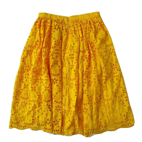 J. Crew | Skirts | Nwt Jcrew Full Midi In Rich Saffron Yellow Embroidered Eyelet Aline Skirt 4 ...